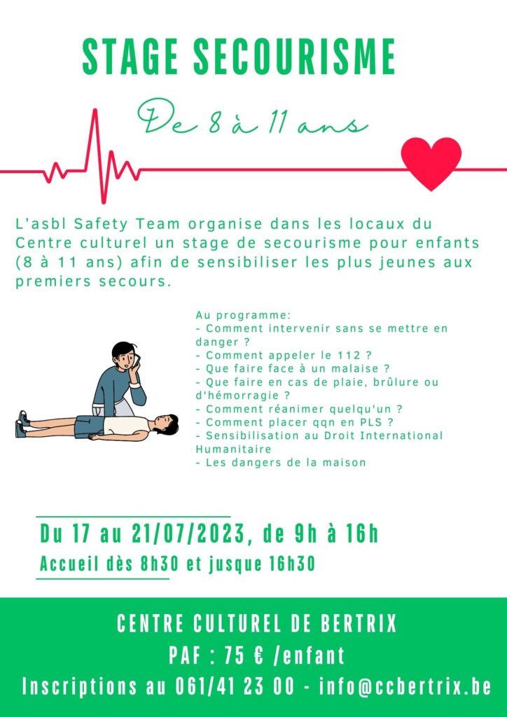 Stage secourisme 8-11 ans affiche